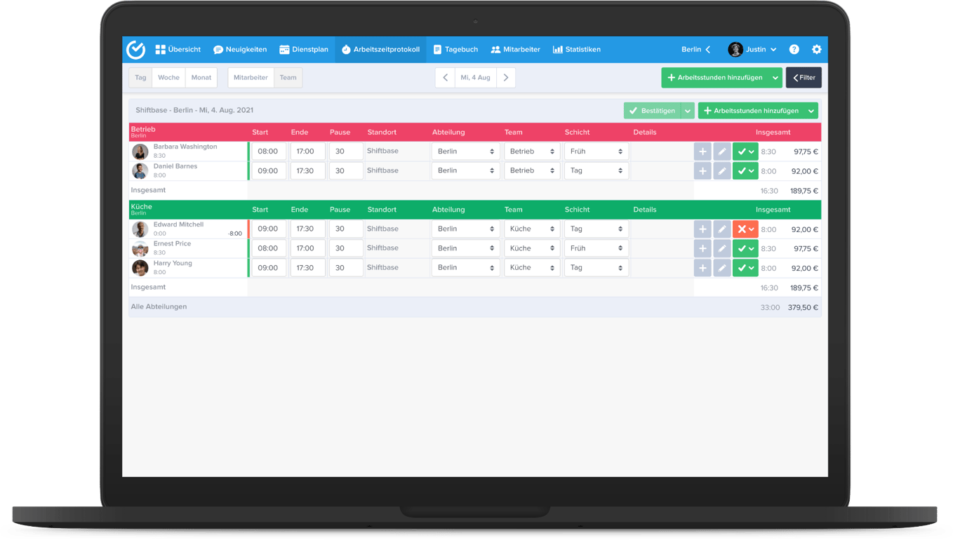 Stempeluhr Online - Shiftbase