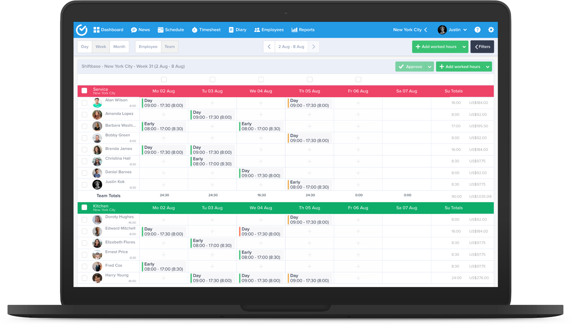 Time-tracking software - Shiftbase